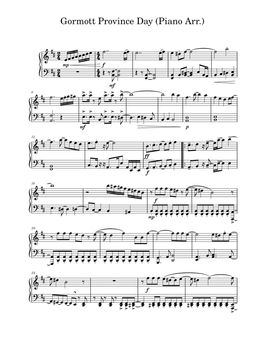 Gormott Province (Day) Piano Arrangement Sheet Music for Piano (Solo ...