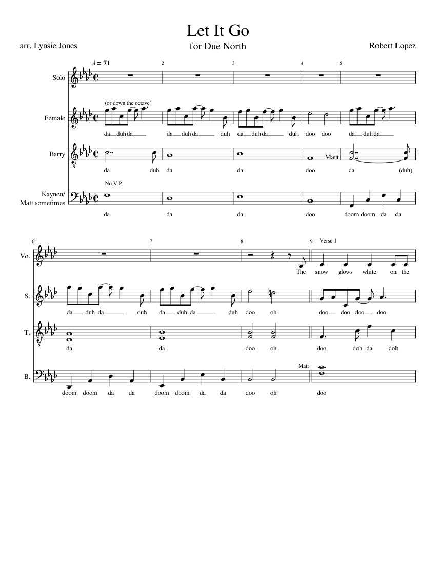 Let It Go Sheet music for Soprano, Tenor, Bass voice, Vocals (Choral ...