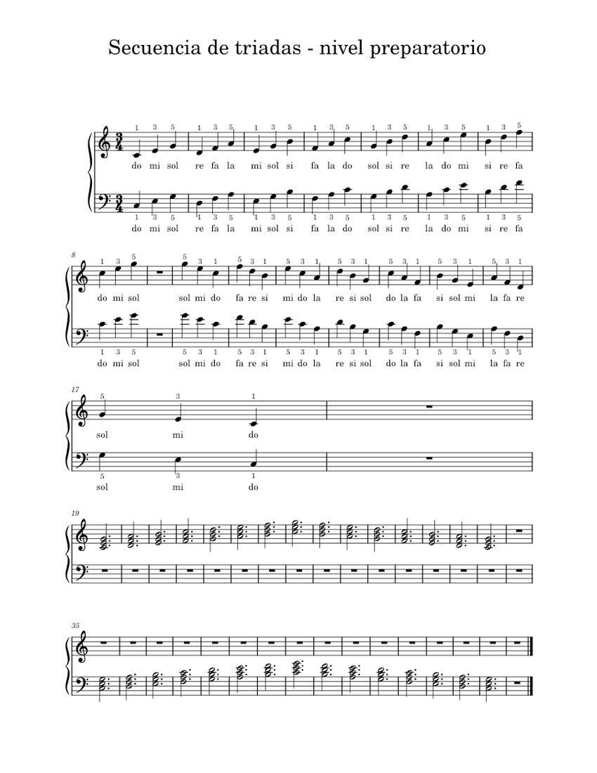 Secuencia de triadas - nivel preparatorio Sheet music for Piano (Solo ...