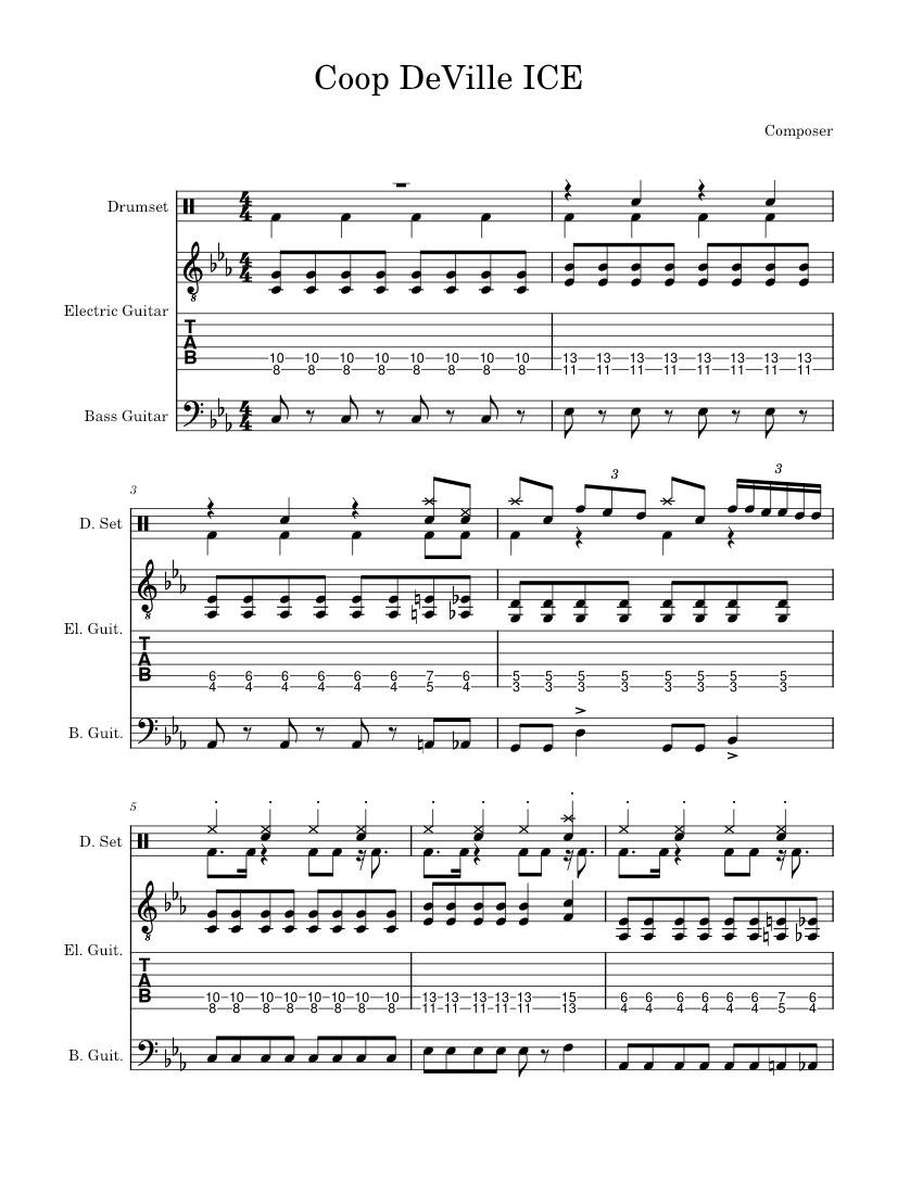 Coop Rock Sheet music for Guitar, Bass guitar, Drum group (Mixed Trio ...