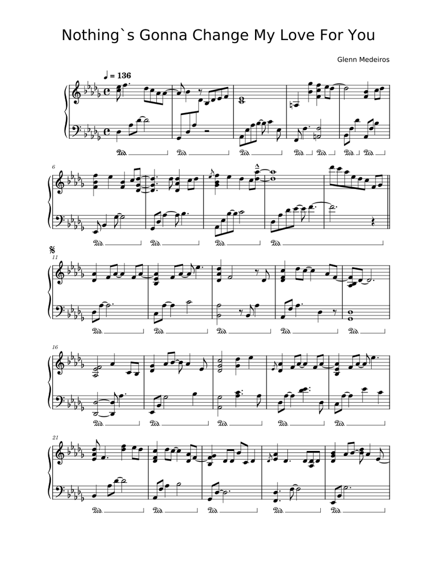 Nothing`s Gonna Change My Love For You Sheet Music for Piano (Solo ...