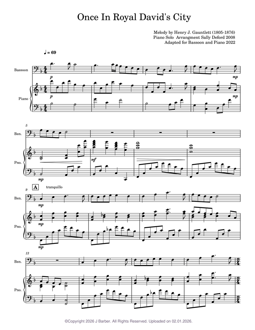 Once In Royal David's City – Henry John Gauntlett Sheet music for Piano ...