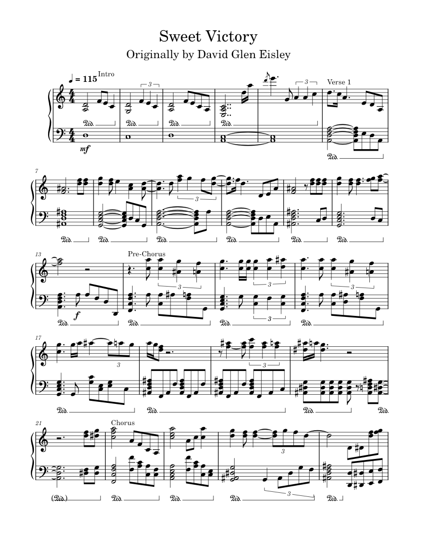 Sweet Victory – David Glen Eisley and Bob Kulick Sheet music for Piano ...