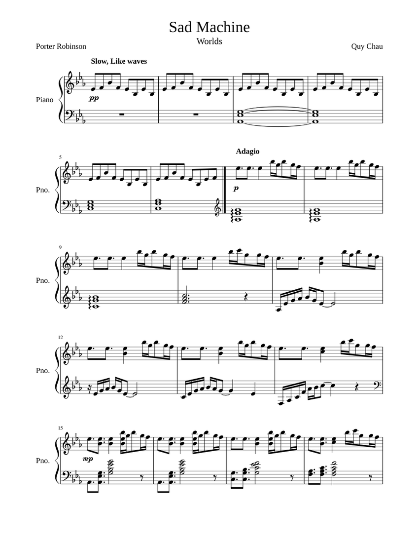 Sad Machine Sheet Music for Piano (Solo) | MuseScore.com