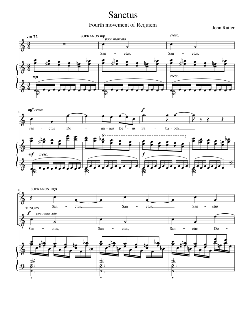 Sanctus - John Rutter Requiem Sheet music for Piano, Soprano, Alto, Tenor & more instruments ...