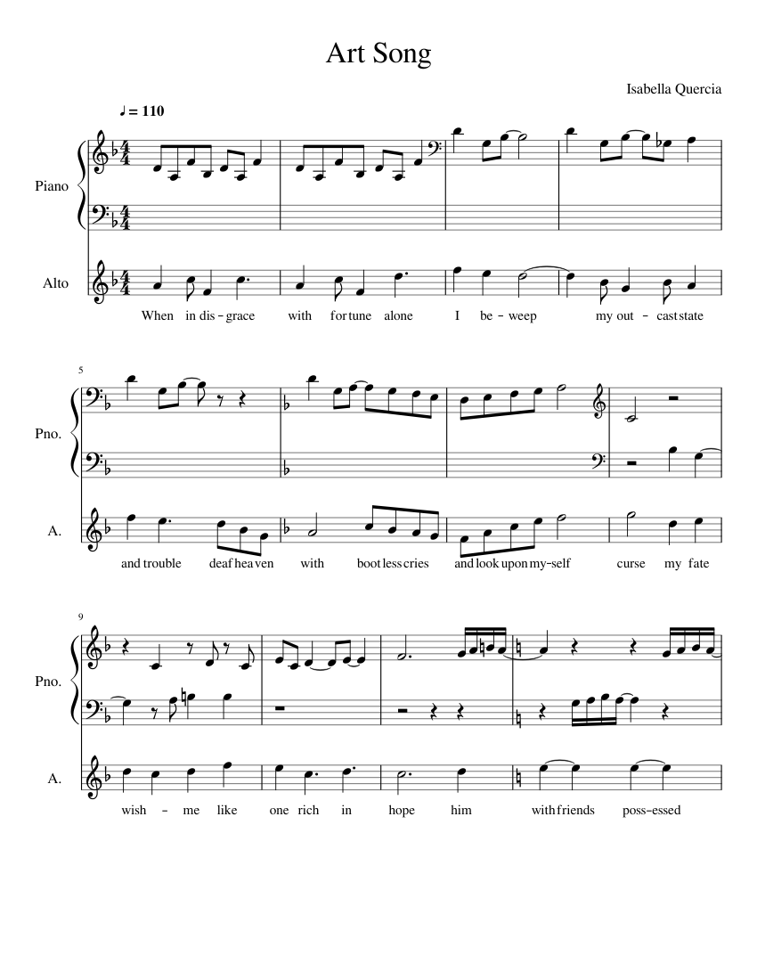 Art Song Sheet music for Piano, Alto (Piano-Voice) | Musescore.com