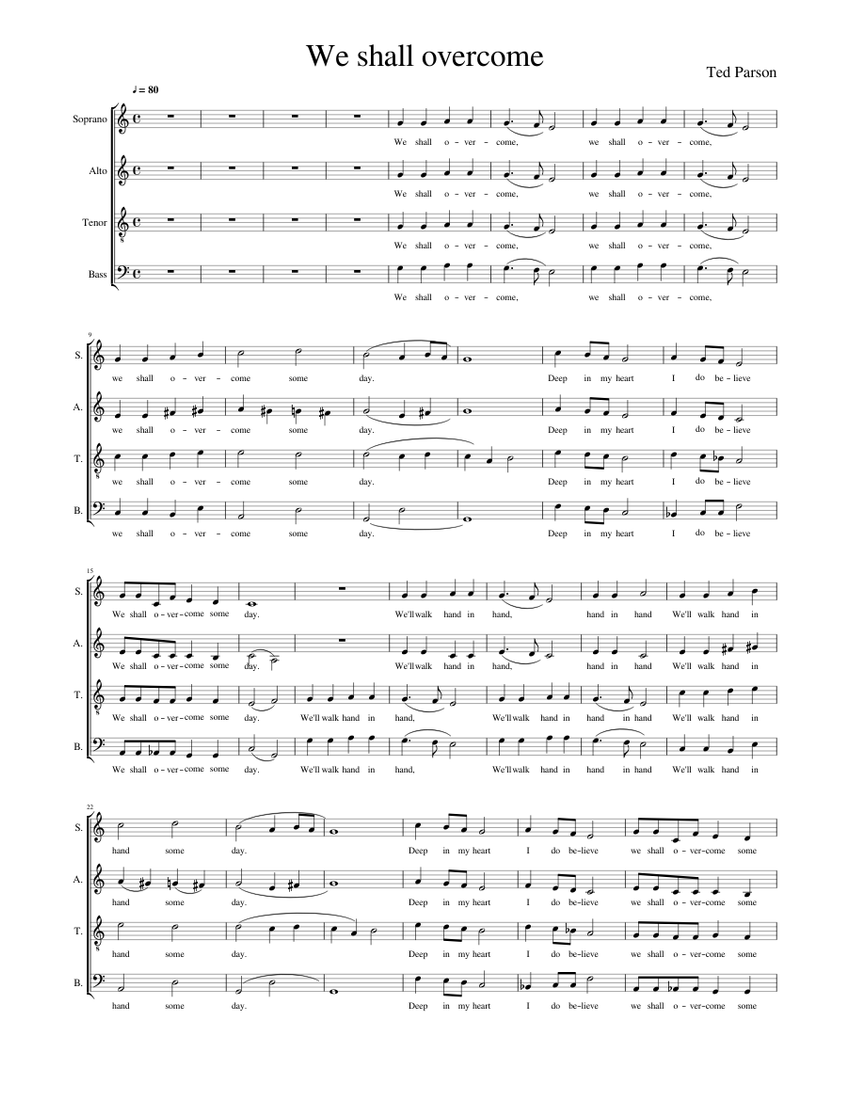 03 We shall overcome Sheet music for Soprano, Alto, Tenor, Bass voice ...