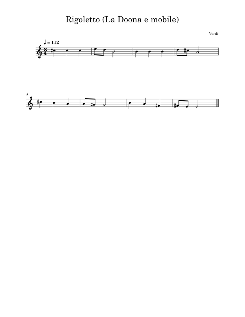 Rigoletto – Giuseppe Verdi Sheet Music for Violin (Solo) | MuseScore.com