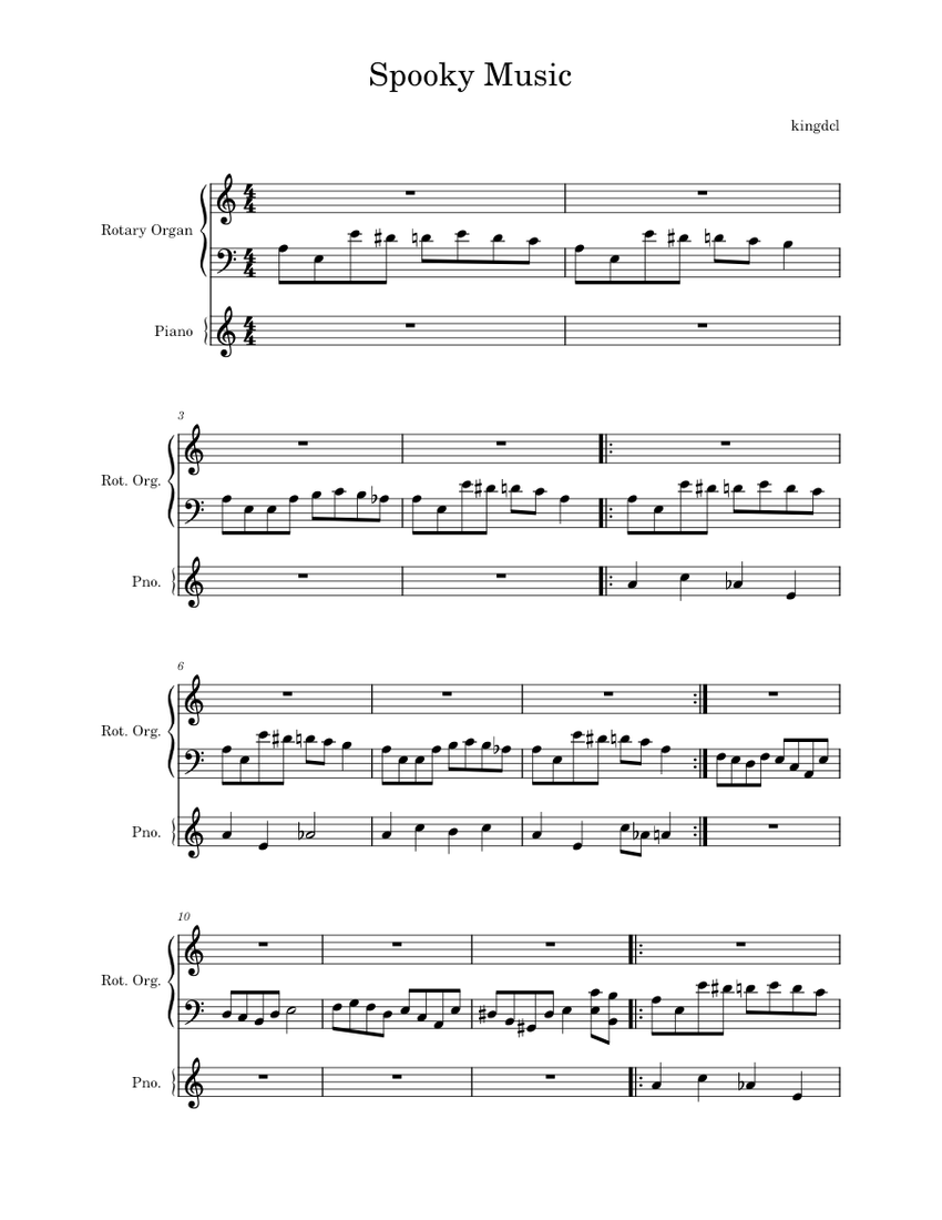 Spooky Music Sheet Music for Piano, Organ (Solo) | MuseScore.com