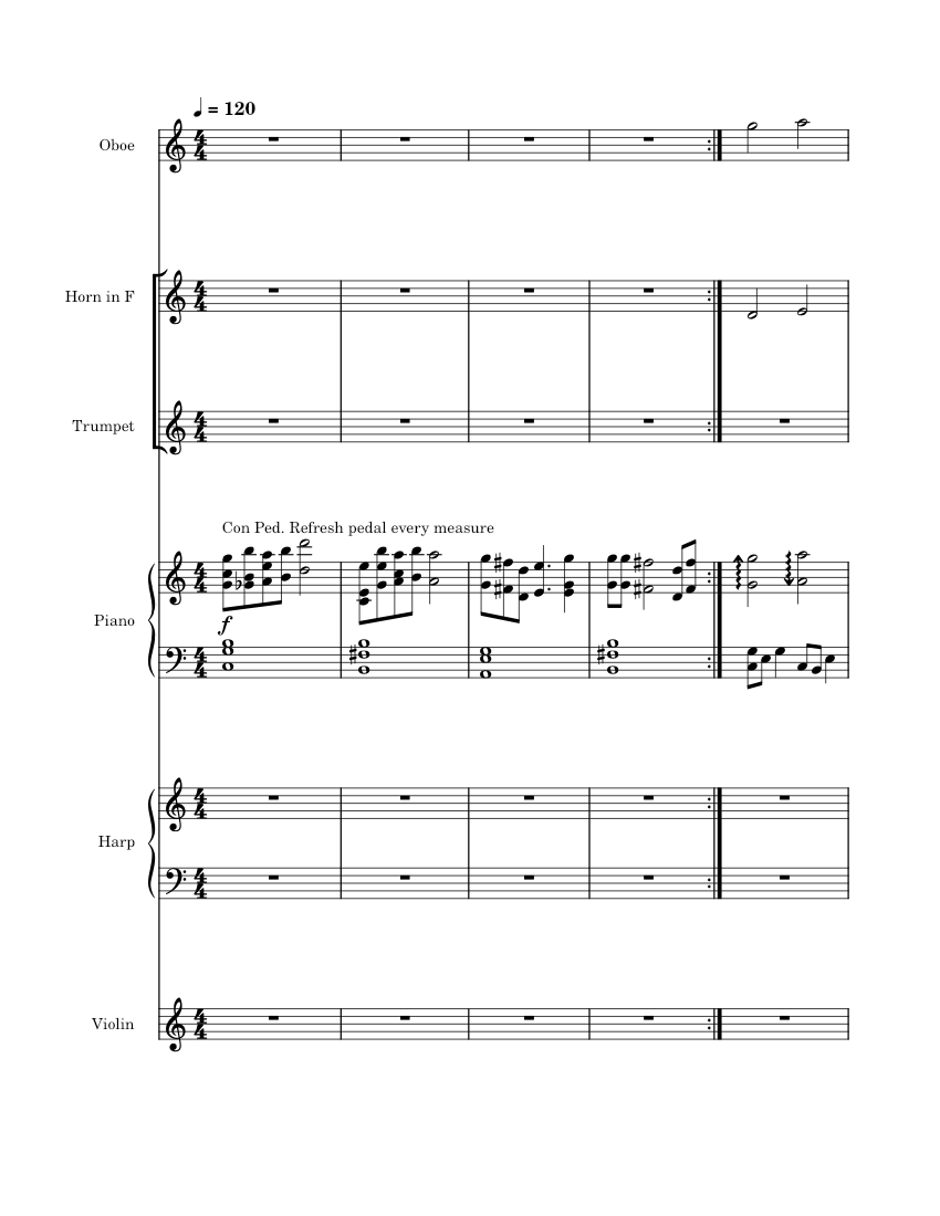 Ending Breath of the Forest Sheet music for Piano, Oboe, French horn ...