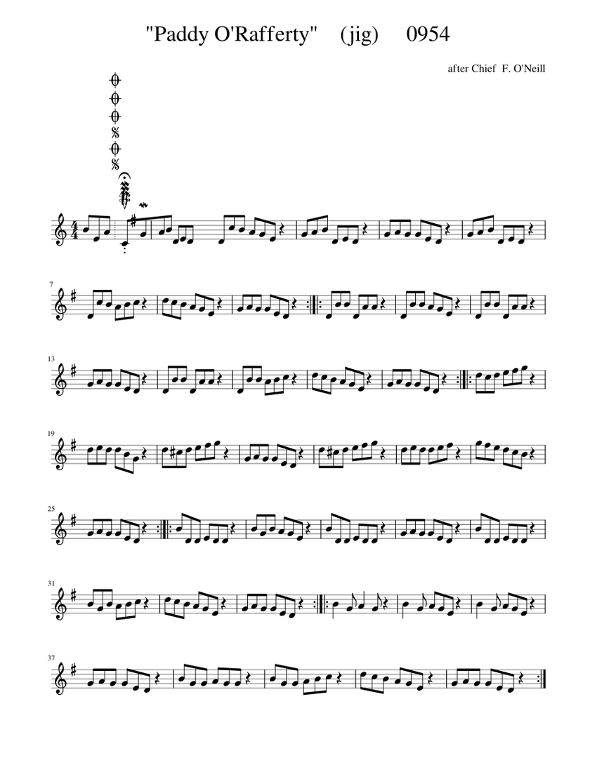 "Paddy O'Rafferty" (jig) 0954 Sheet music for Piano (Solo) Easy ...