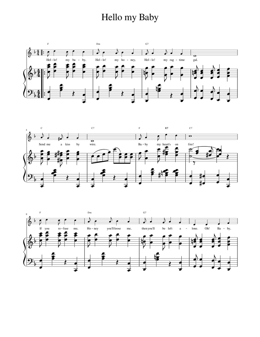 Hello my Baby Sheet music for Piano (Solo) | Musescore.com