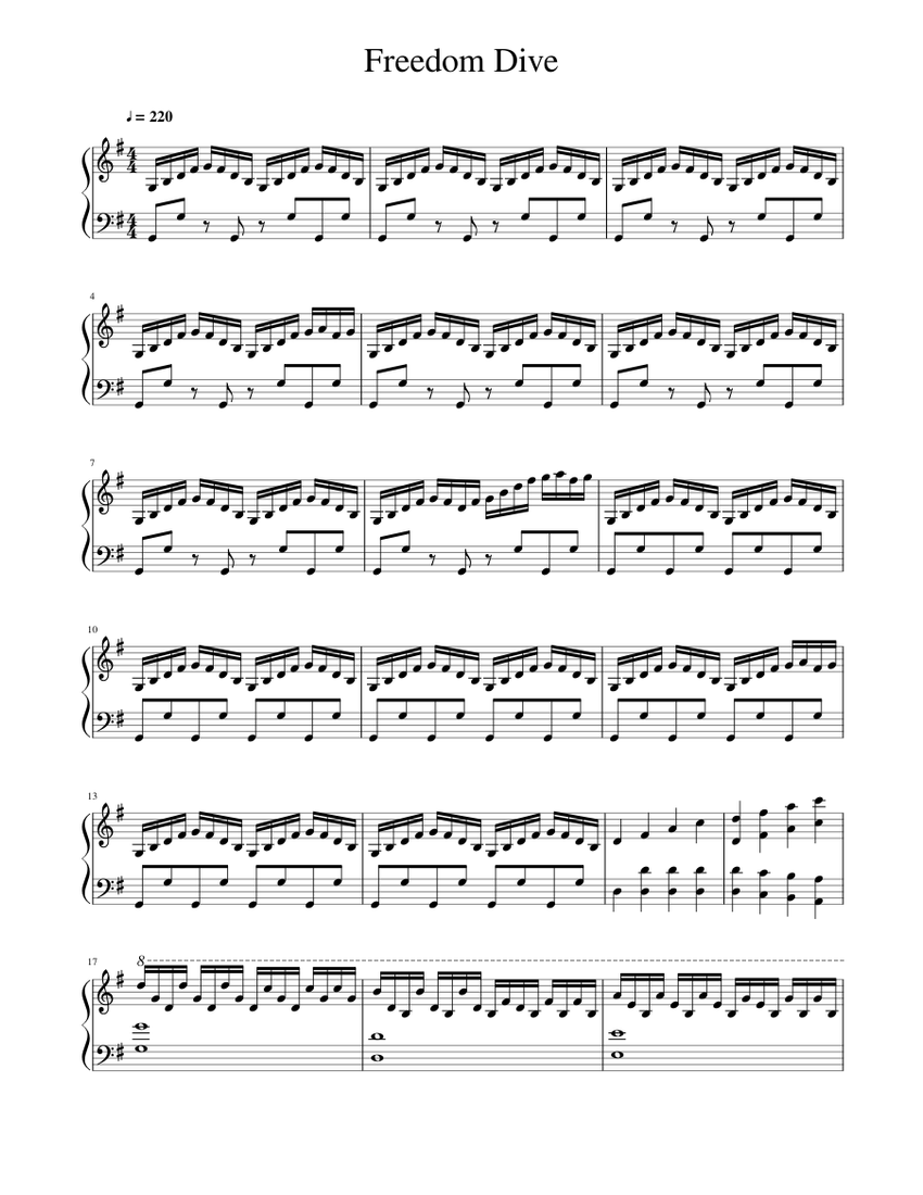 xi - Freedom Dive Sheet Music for Piano (Solo) | MuseScore.com