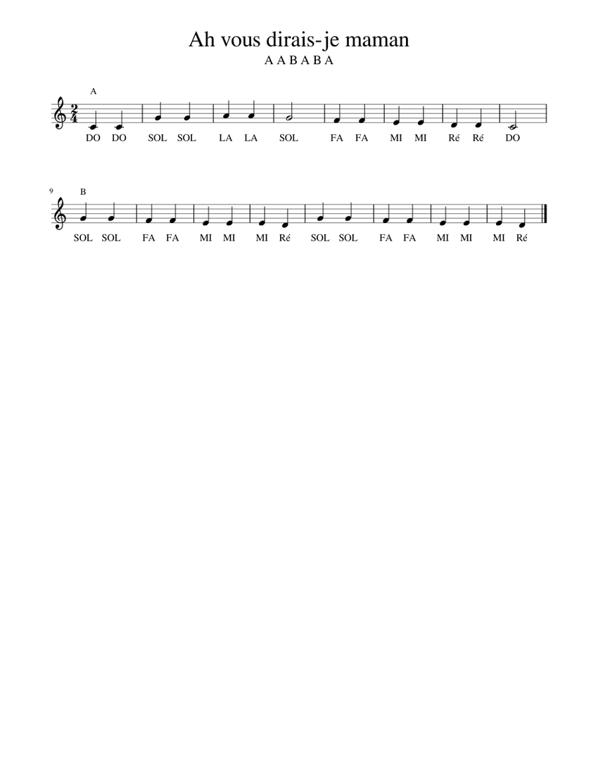 Ah vous dirais je maman Sheet music for Vocals (Solo) | Musescore.com