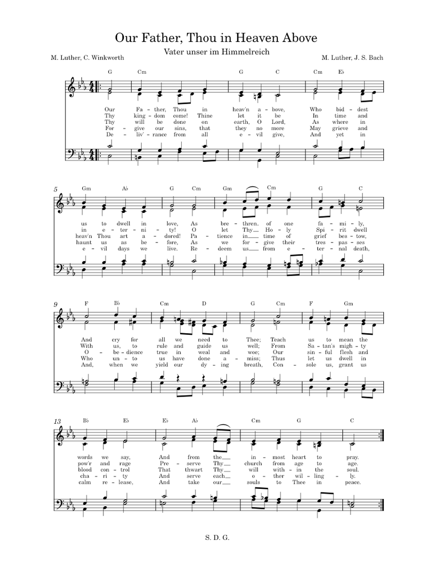 Our Father, Thou in Heaven Above - psalm étude (BACH) Sheet music for ...