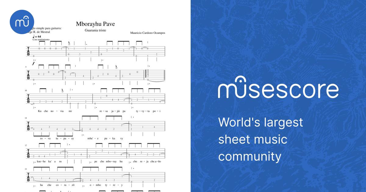 Mborayhu Pave Mauricio Cardozo Ocampos Sheet music for Guitar (Solo ...