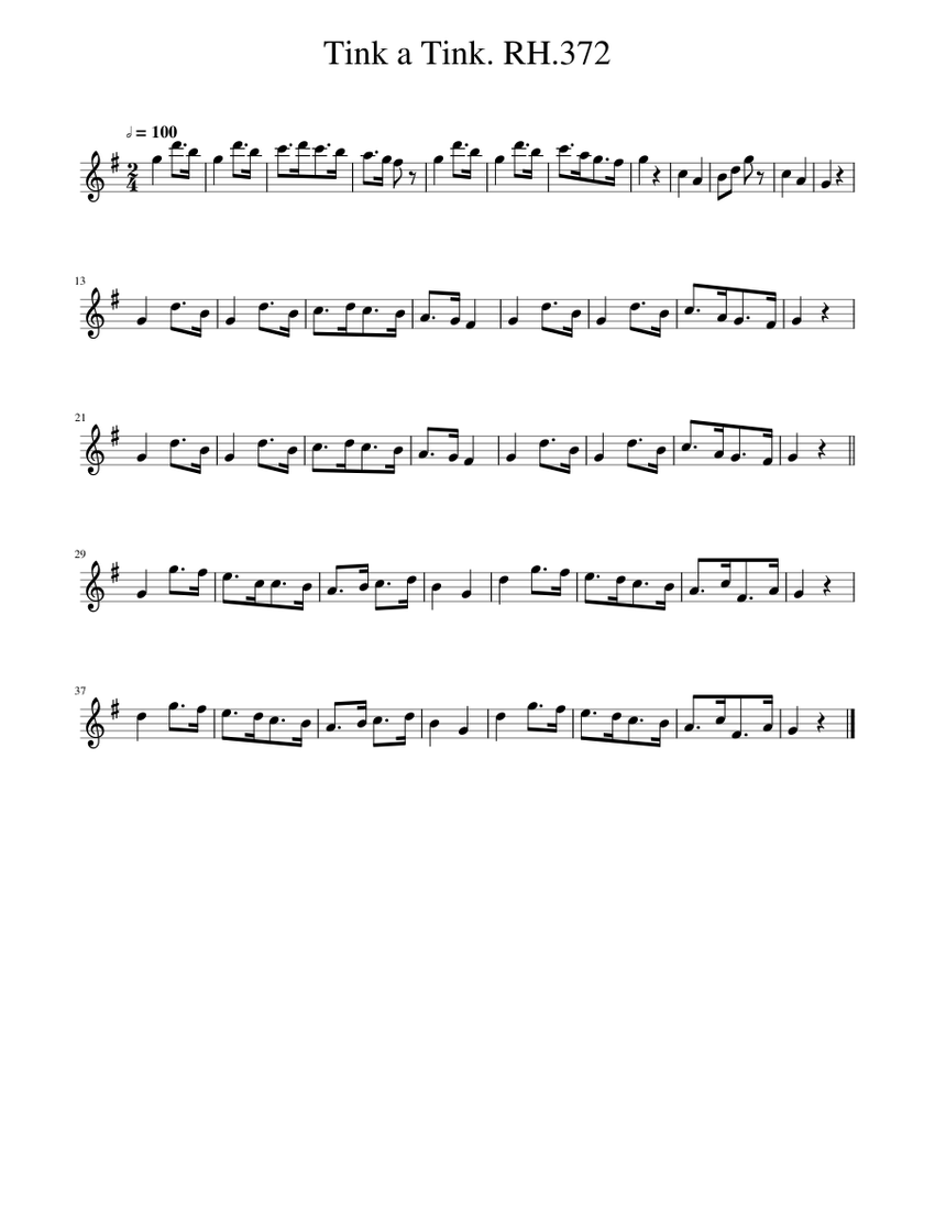 Tink a Tink. RH.372 Sheet music for Piano (Solo) | Musescore.com