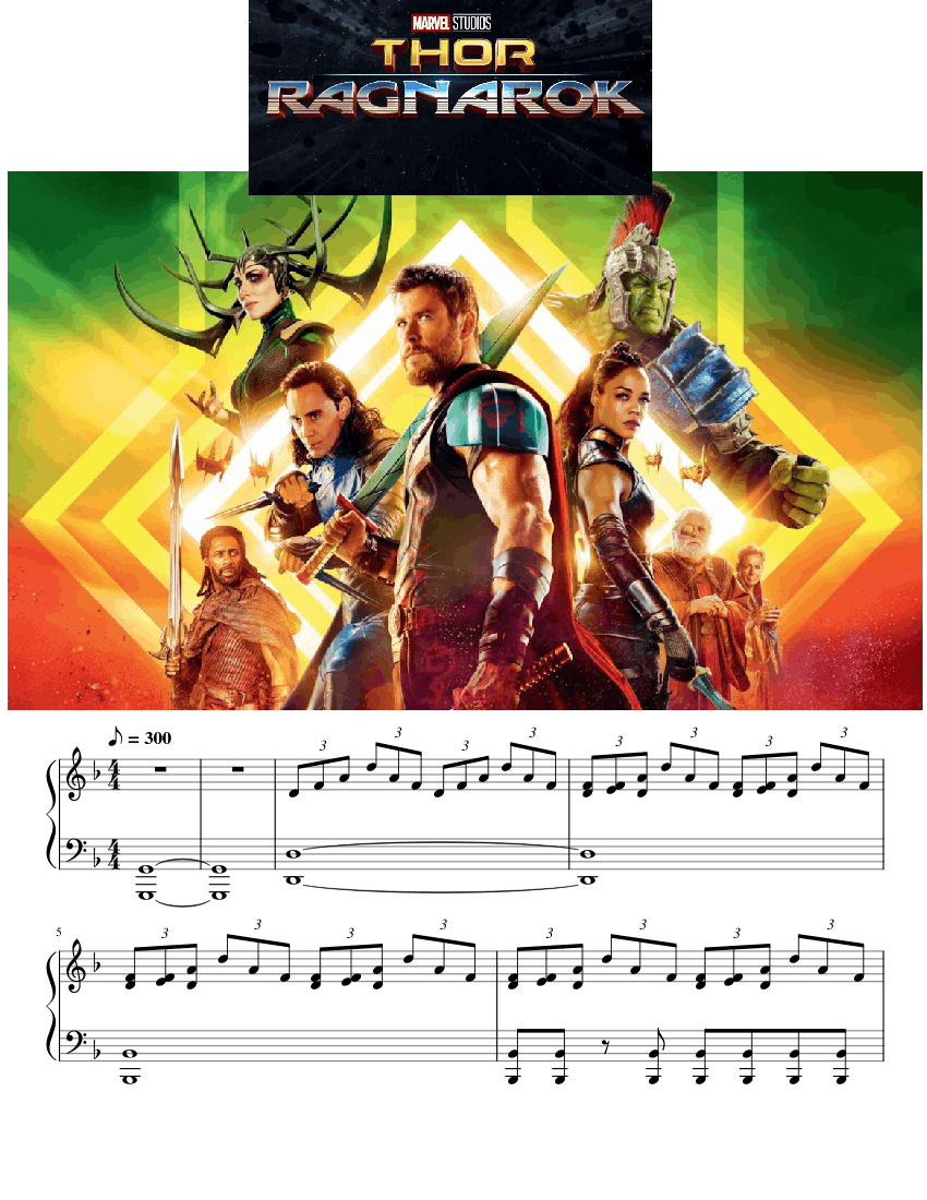 Thor Ragnarok Main Theme – Thor Ragnarok Sheet Music for Piano (Solo ...