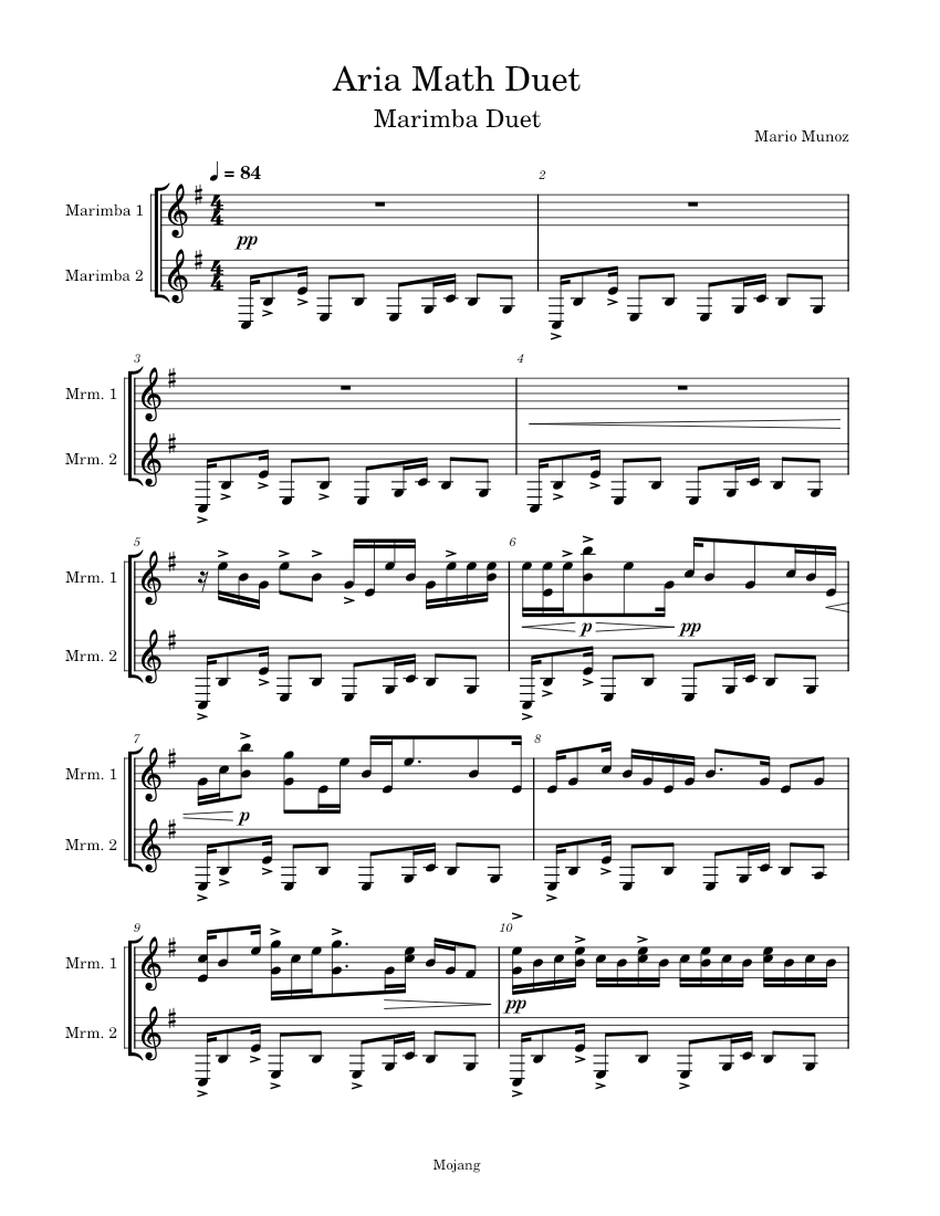 Aria Math – C418 Aria Math Duet Sheet music for Marimba (Percussion ...
