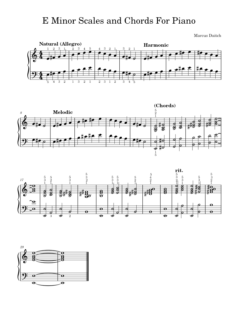 E Minor Scales and Chords For Piano Sheet music for Piano (Solo) Easy ...