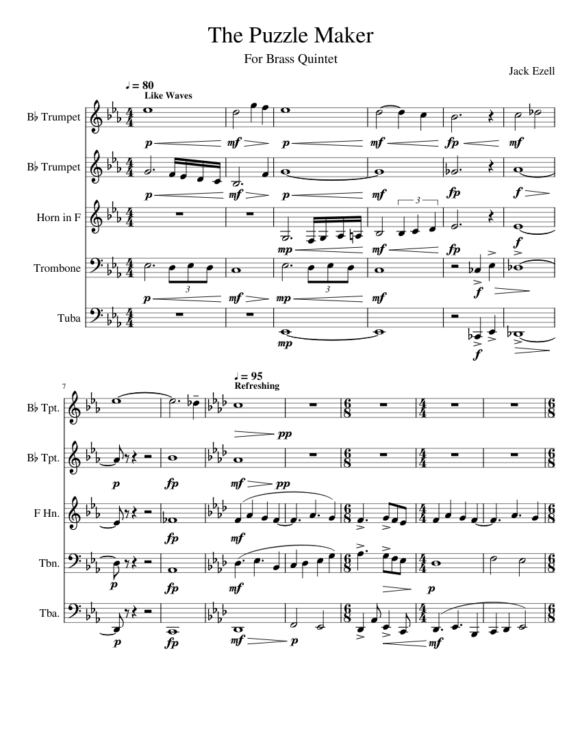 The Puzzle Maker for Brass Quintet Sheet music for Trombone, Tuba ...