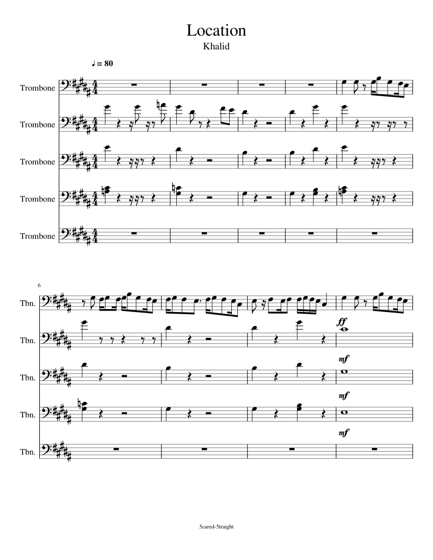 Location Sheet music for Trombone (Mixed Quintet) | Musescore.com