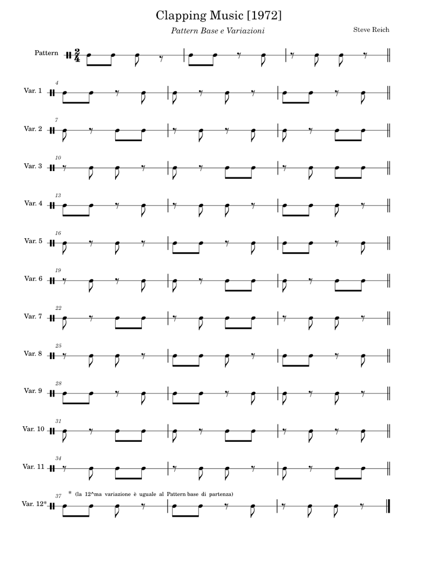 Percussions – Misc Clapping Music 12 Variazioni Sheet music for Hand ...
