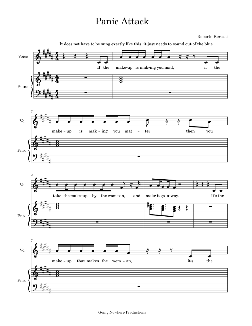 Panic Attack Sheet music for Piano, Vocals (Piano-Voice) | Musescore.com