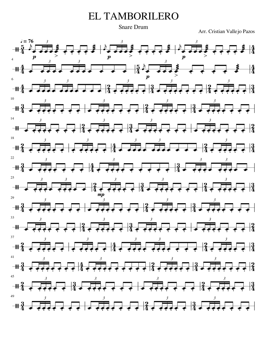 EL TAMBORILERO - SD Sheet music for Drum group (Solo) | Musescore.com
