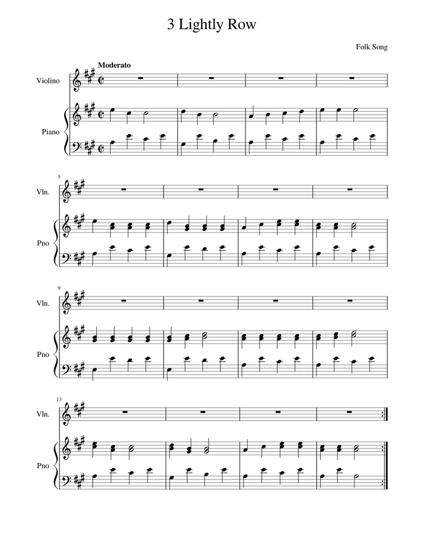 3 Lightly Row - piano tutorial