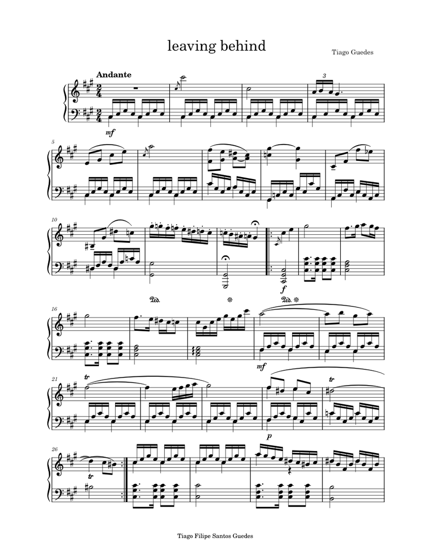Leaving Behind Sheet music for Piano (Solo) | Musescore.com