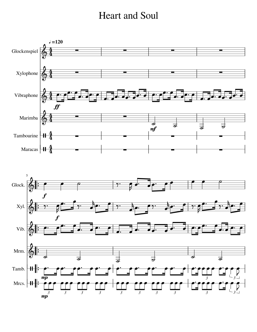 Heart and Soul Sheet music for Tambourine, Vibraphone, Glockenspiel ...