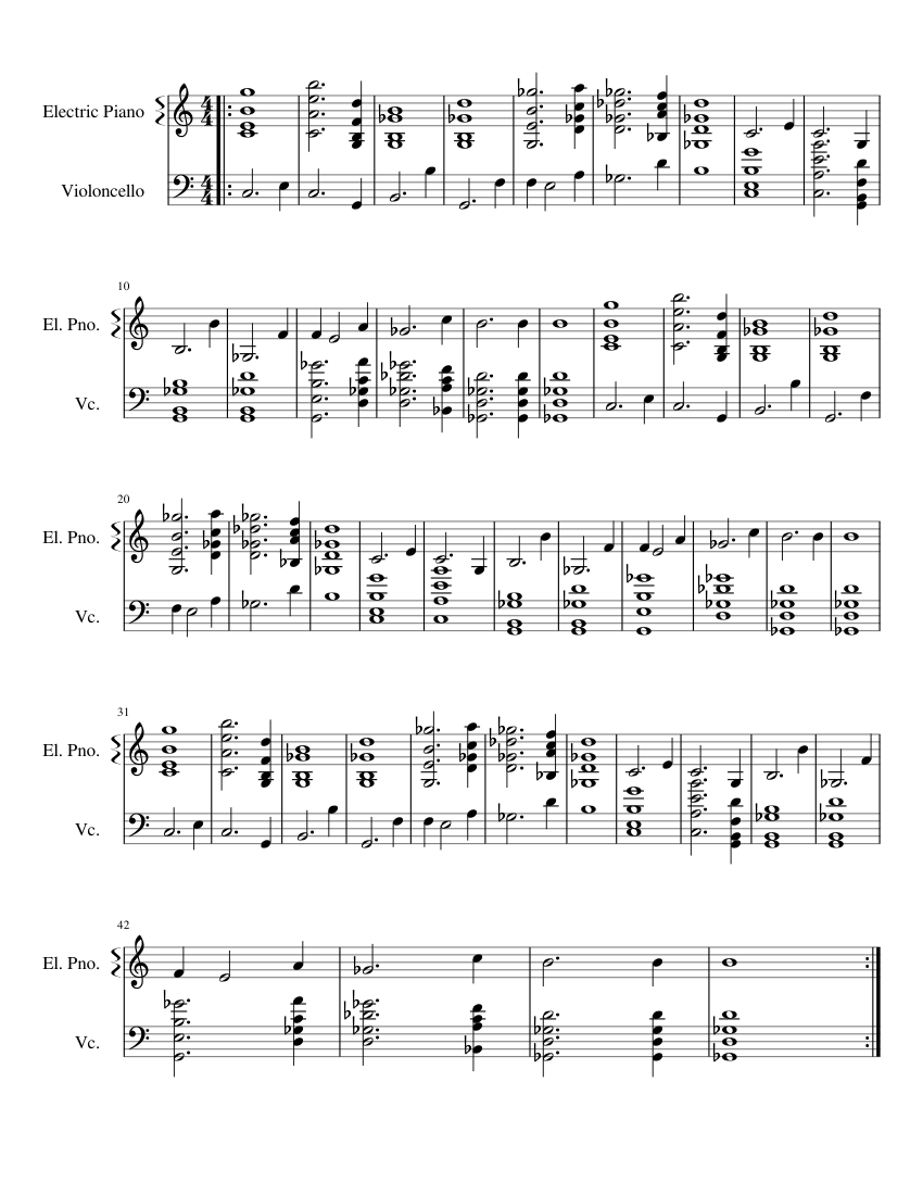 Ambience Sheet music for Piano, Cello (Solo) | Musescore.com