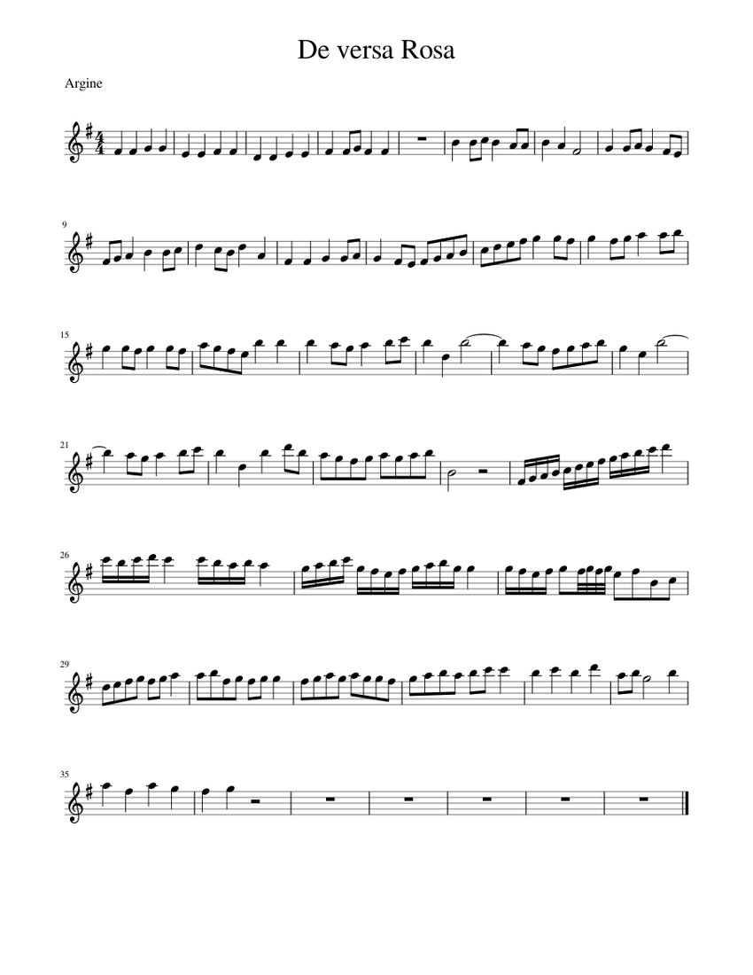 De versa Rosa Sheet music for Violin (Solo) | Musescore.com