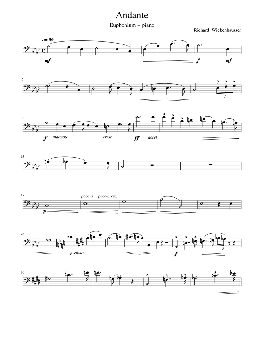 Andante Sheet music for Piano (Solo) Easy | Musescore.com