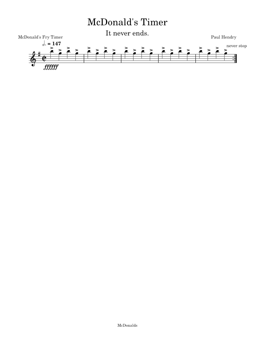 McDonald's Timer Sheet music for Saxophone alto (Solo) | Musescore.com