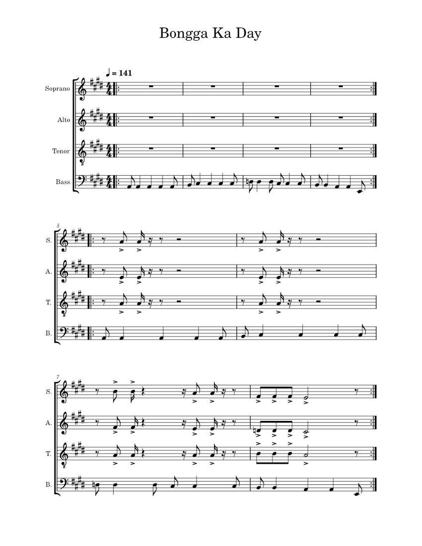 Bongga Ka Day Sheet Music for Soprano, Alto, Tenor, Bass voice (SATB ...
