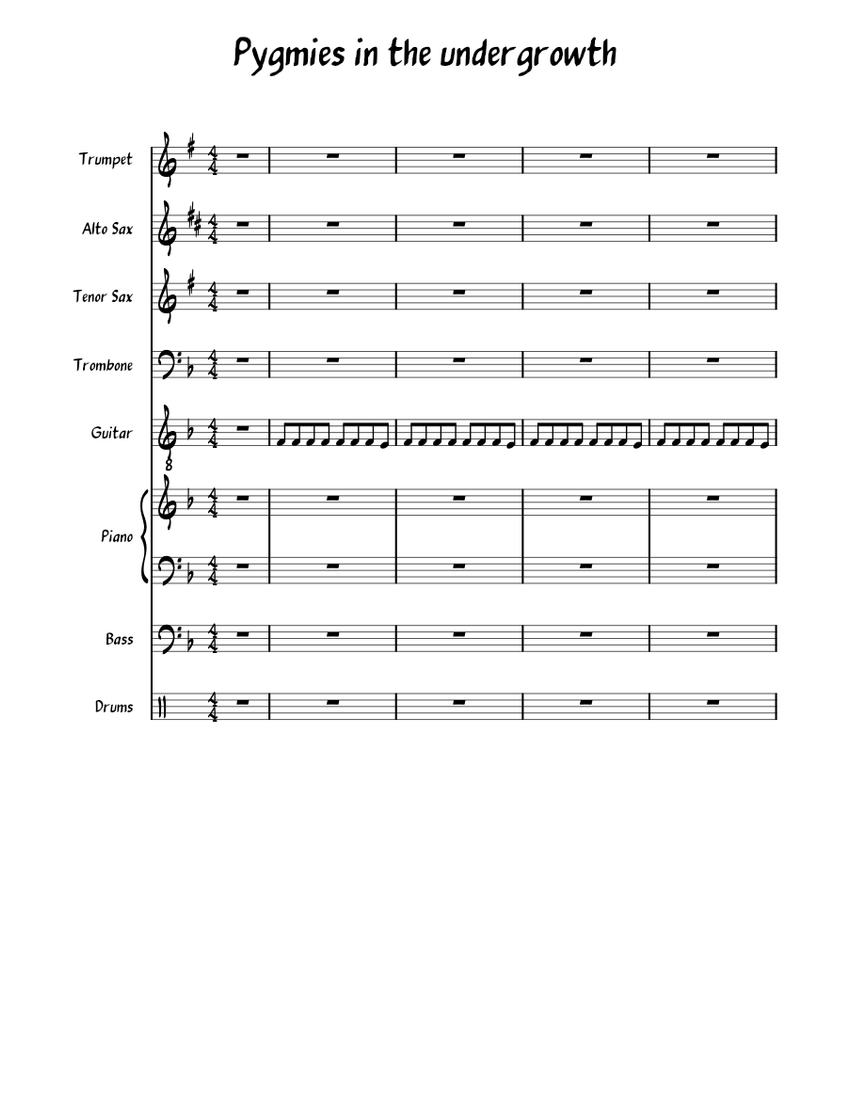 Pygmies_in_the_undergrowth Sheet Music for Piano, Trombone, Saxophone ...