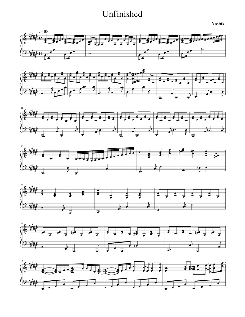 Unfinished Sheet Music for Piano (Solo) | MuseScore.com