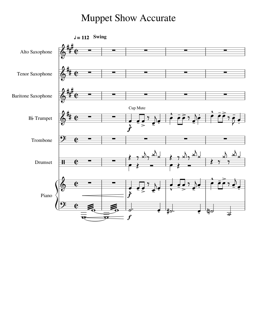 Muppet Show Theme Sheet music for Piano, Trombone, Saxophone alto ...