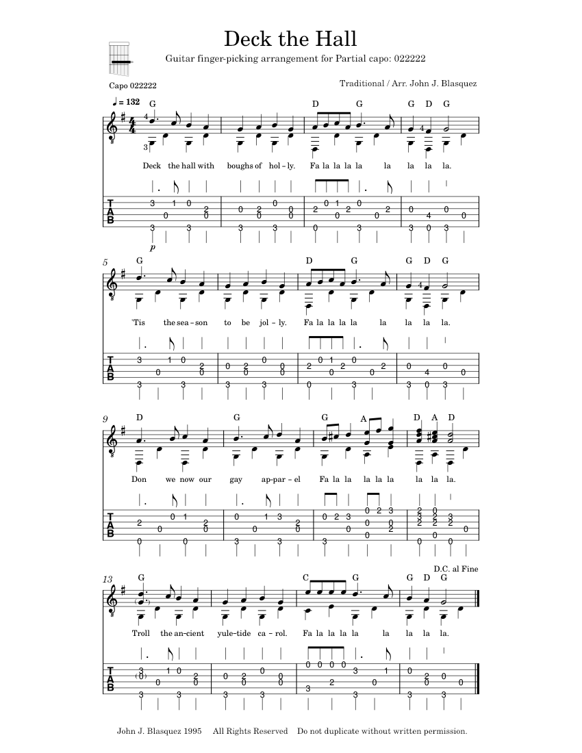 Deck the halls – Misc Christmas Deck the Hall - Fpk Sheet Music and Tab ...