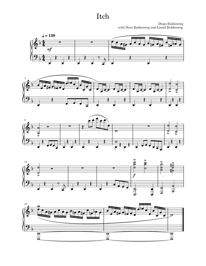Itch Sheet Music for Piano (Solo) Easy | MuseScore.com