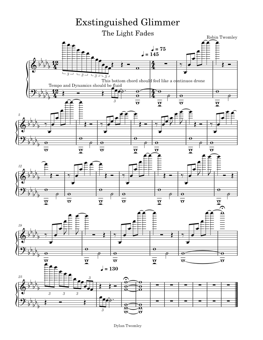 Exstinguished Glimmer Sheet music for Piano (Solo) Easy | Musescore.com