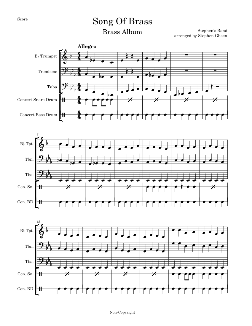 Song Of Brass - Stephen Gheen Sheet music for Trombone, Tuba, Trumpet ...