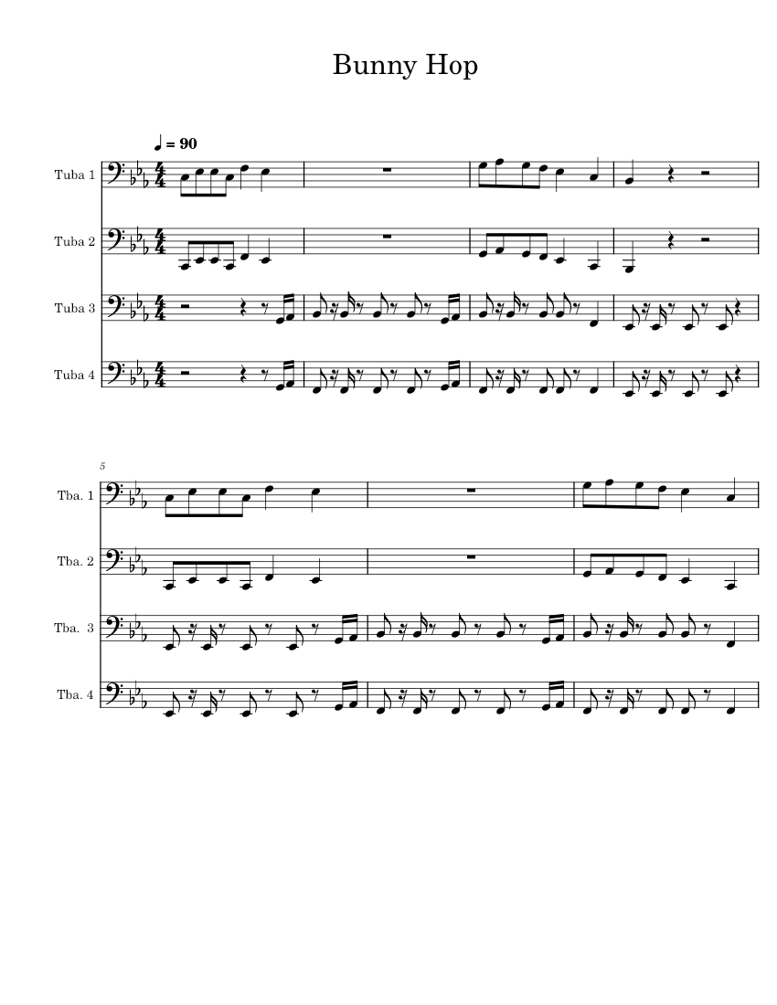 Bunny Hop Sheet Music for Tuba (Mixed Quartet) | MuseScore.com