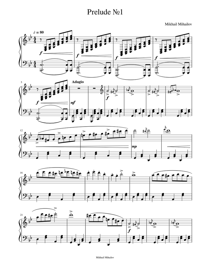 Prelude №1 Sheet music for Piano (Solo) | Musescore.com