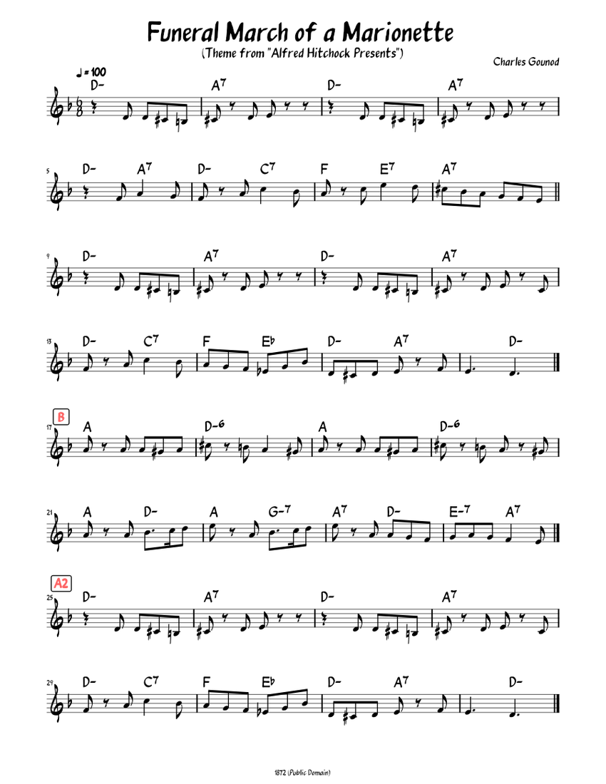 Funeral March Of A Marionette (Lead sheet ) Sheet Music for Piano (Solo ...