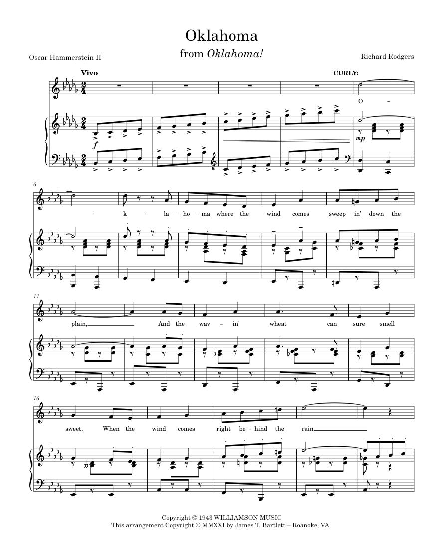 Oklahoma Sheet music for Piano, Clarinet in b-flat (Solo) | Musescore.com