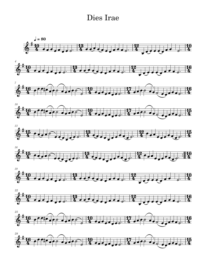 Dies Irae – Thomas of Celano Dies Irae Sheet Music for Piano (Solo ...