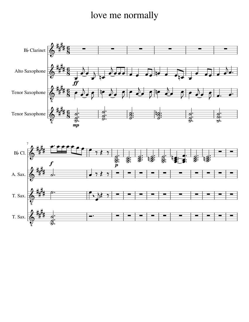 Love, Me Normally – Will Wood Sheet Music for Clarinet in b-flat ...